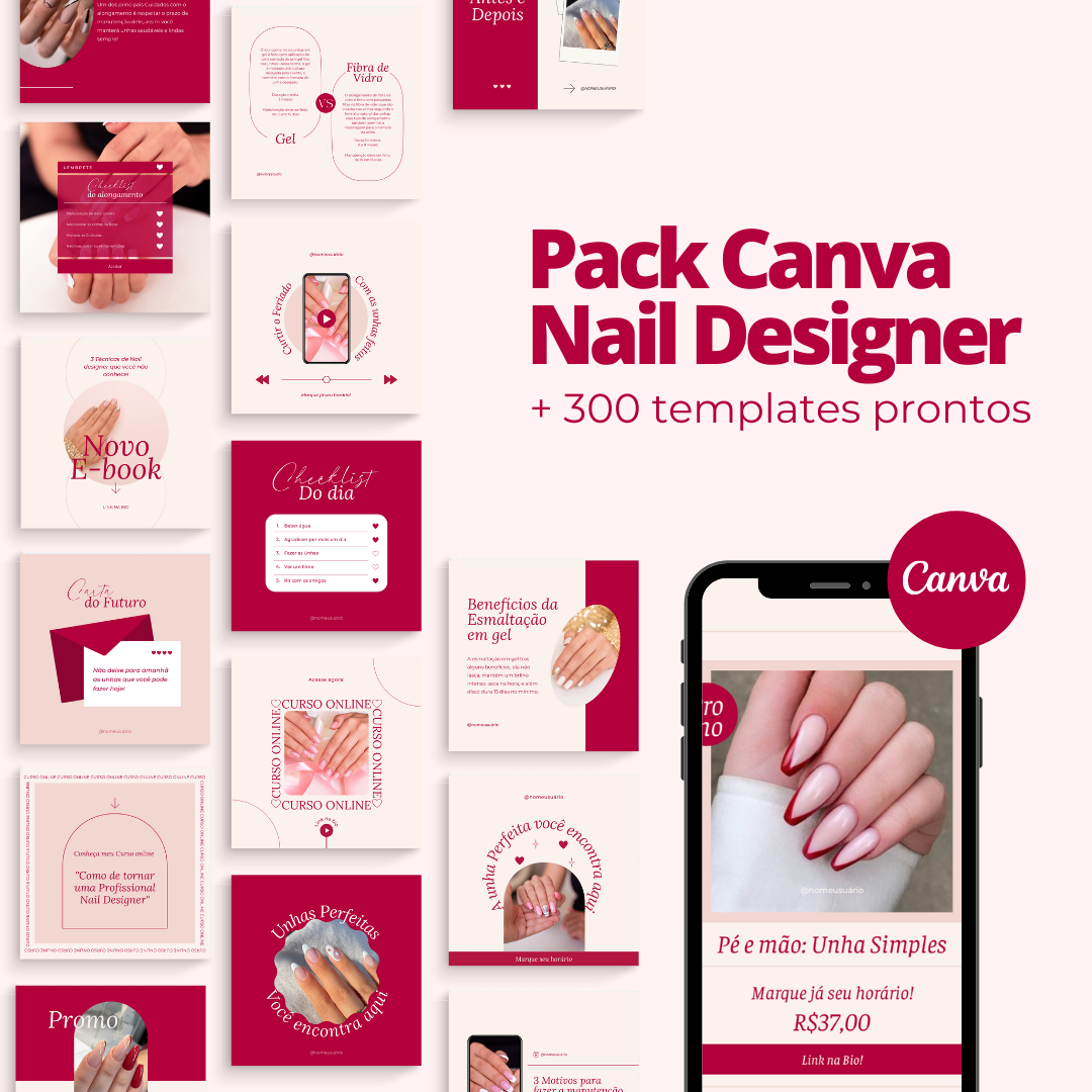 Pack Canva Nail Designer - Canva para empreendedoras | Hotmart