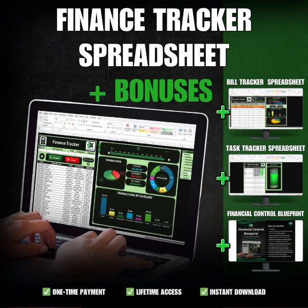 Finance Tracker Spreadsheet + Bonuses + Ebook