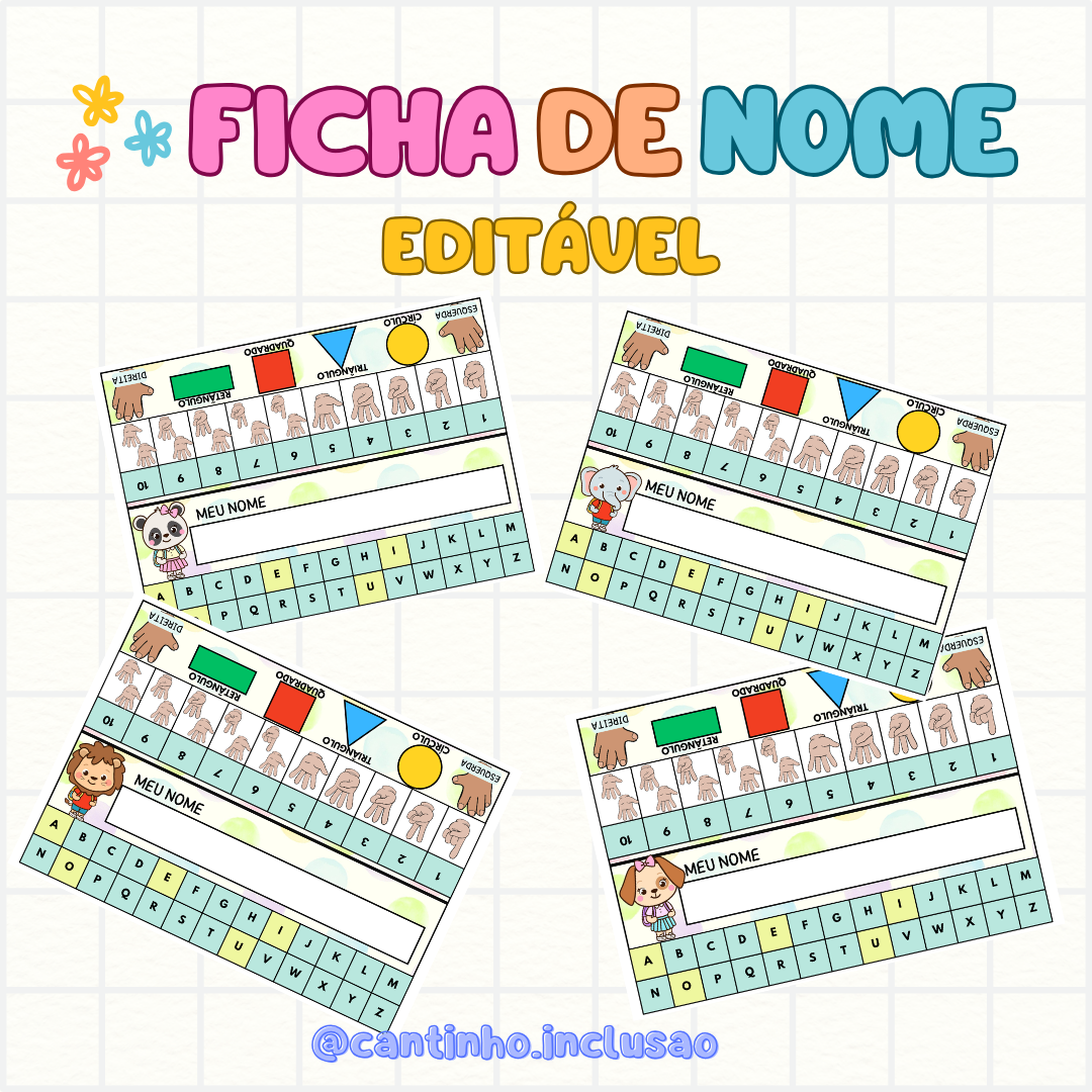 Ficha de Nome Editável-Modelo 1 - Cantinho da Inclusão | Hotmart