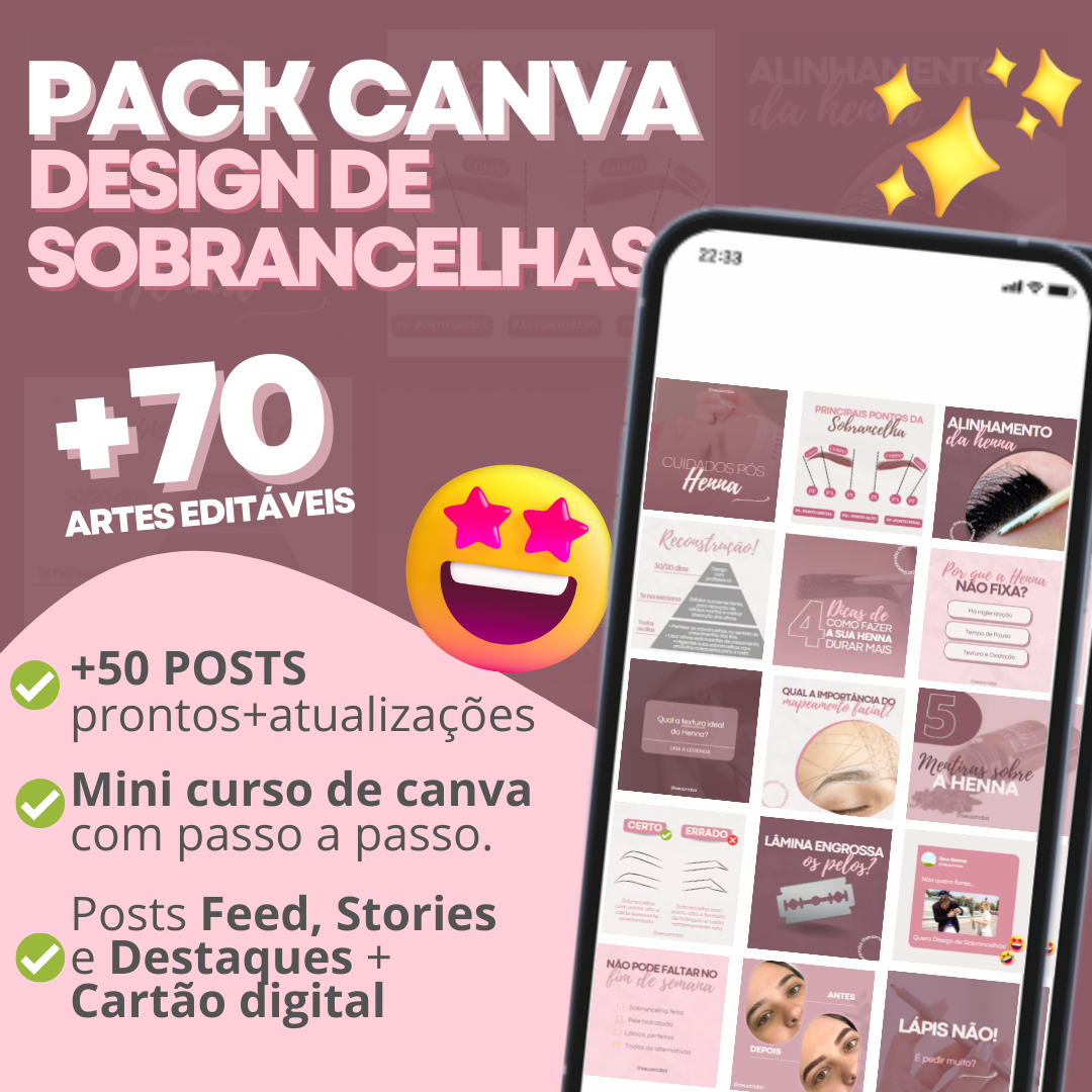 Pack canva DESIGN DE SOBRANCELHAS - Gabrieli Regina Néris Vanzel