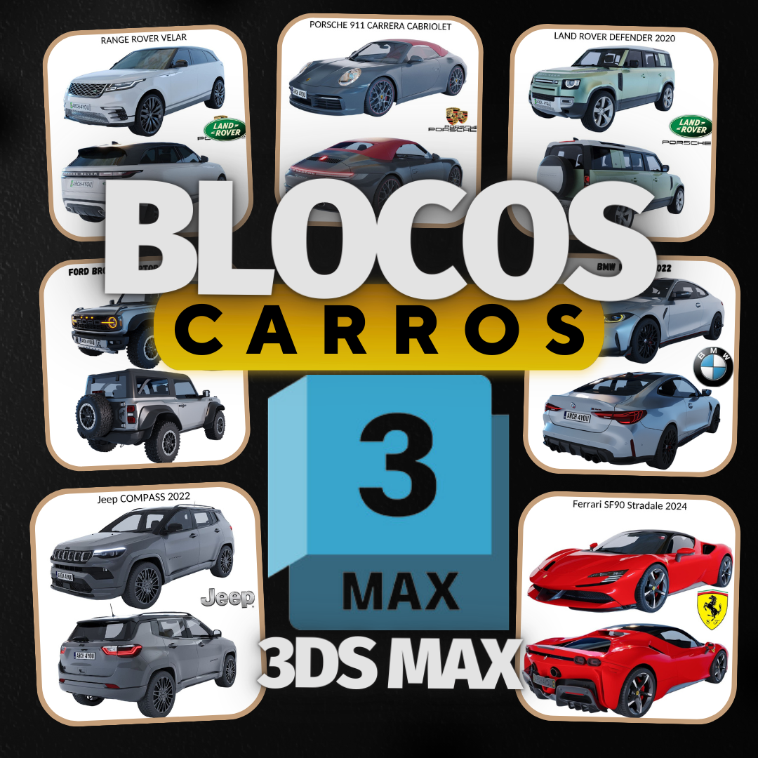 Blocos de Carros para 3ds Max - Pack Cars - Arquitetura 4you Ltda M...