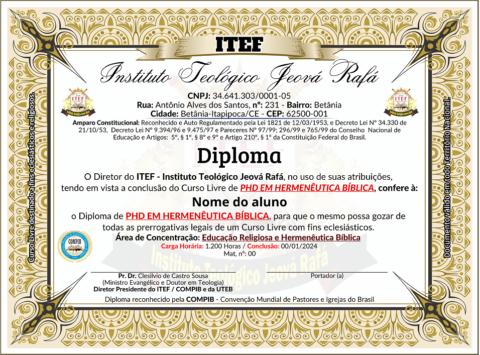 PHD EM HERMENÊUTICA BÍBLICA - LIVRE - Instituto Teológico Jeová Raf...
