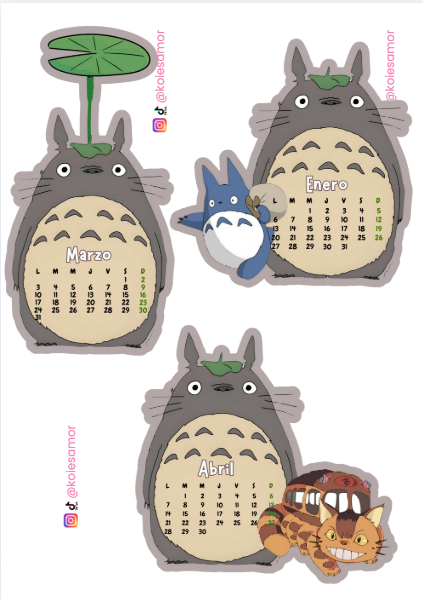 Calendario TOTORO en PFD imprimible. - Koi es amor | Hotmart
