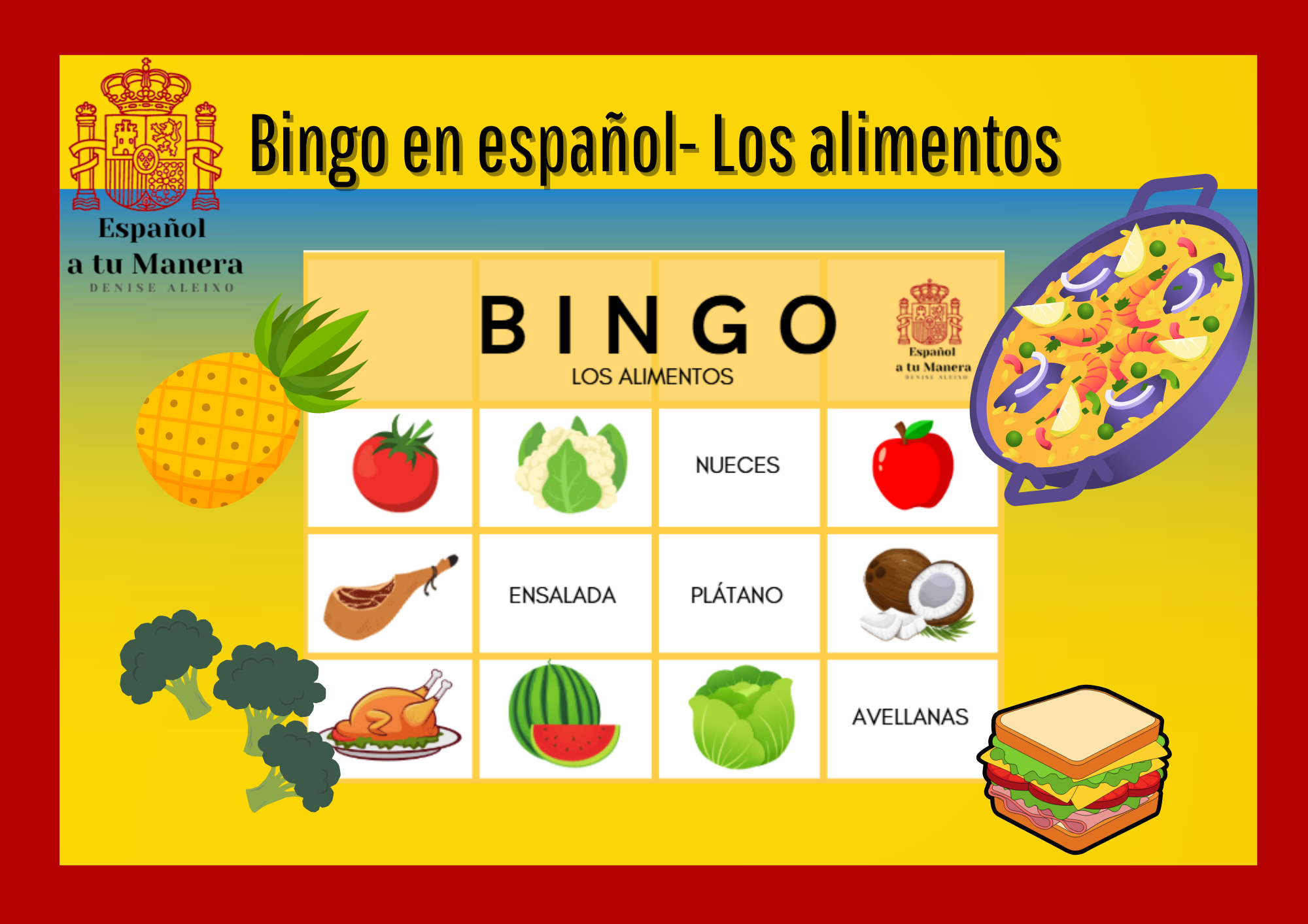 Bingo - los alimentos - Denise Aleixo De Castro | Hotmart