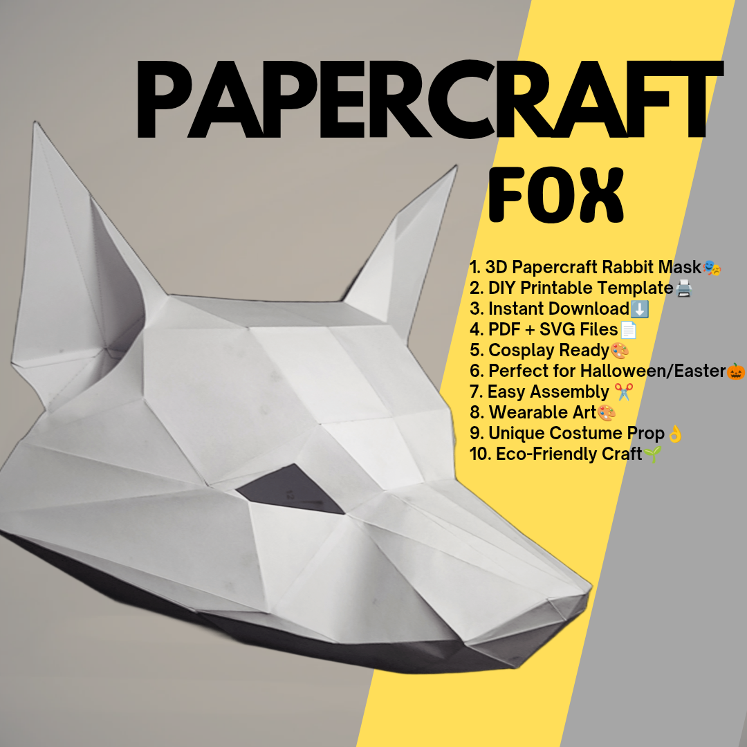 The Papercraft Fox Mask: A Digital Template | Hotmart
