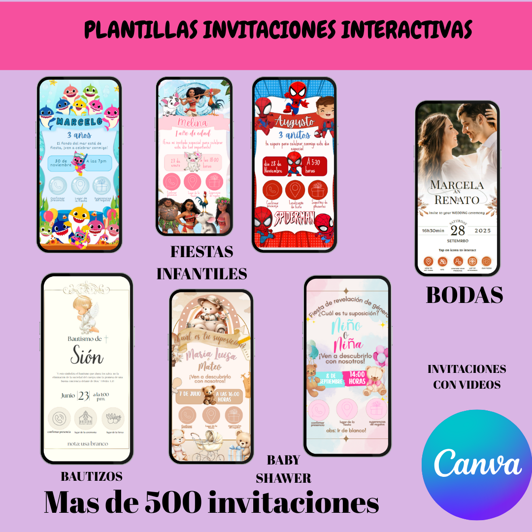 Pack de invitaciones digitales o interactivas - Mariangel Jayaro