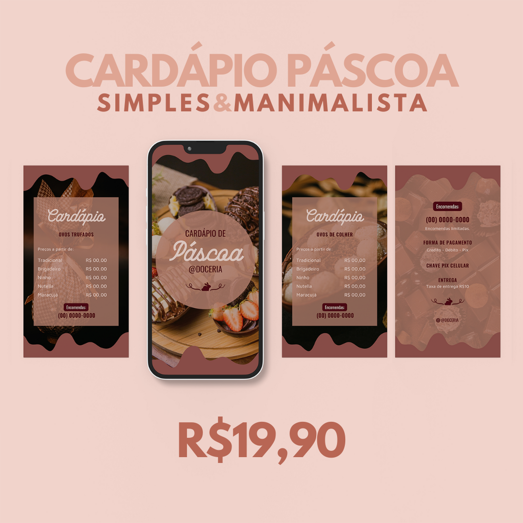 Cardápio para Páscoa Simples (Edição no CANVA) - Gisele Magda Lopes...