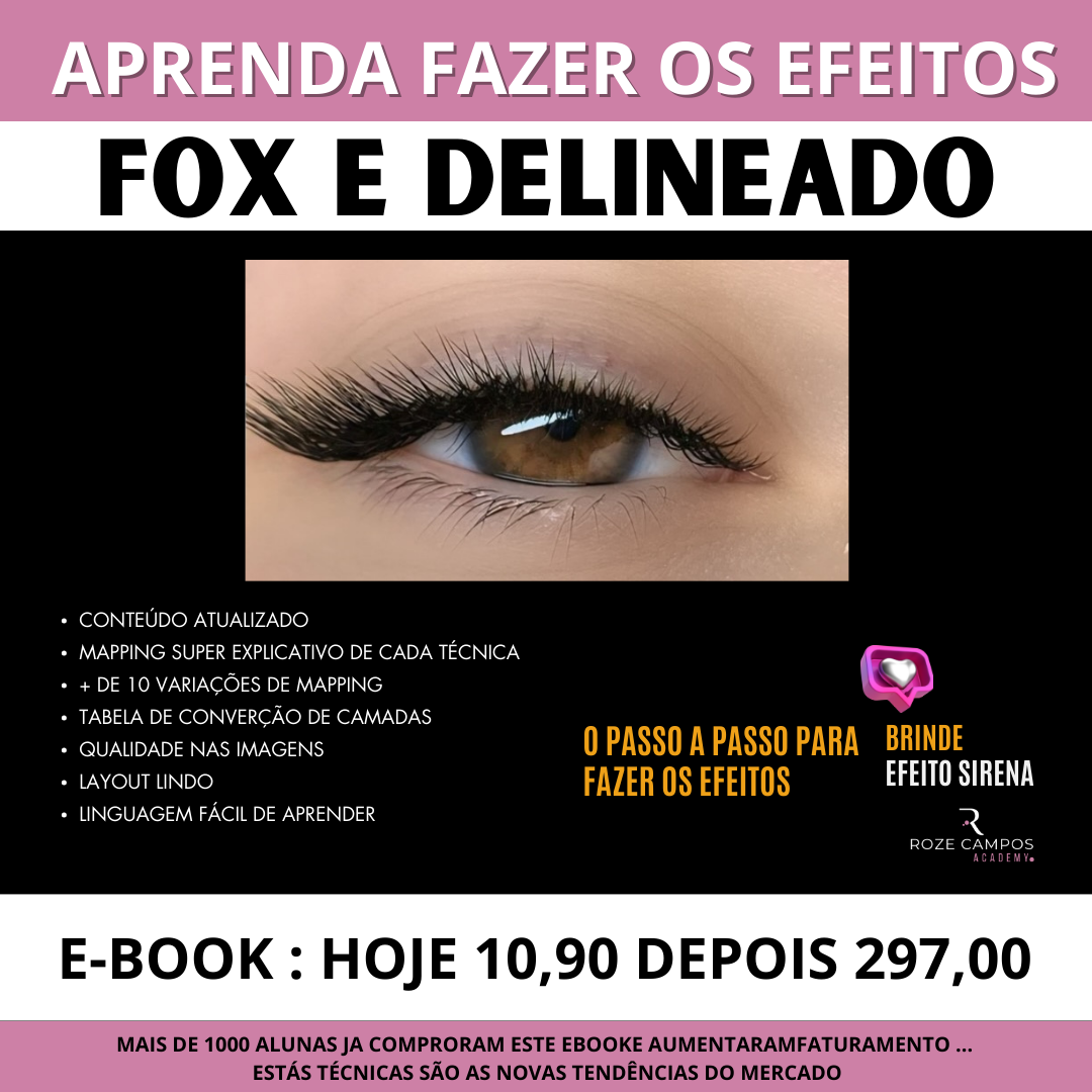CÍLIOS FOX YEYS PERFEITO - Roze Campos | Hotmart