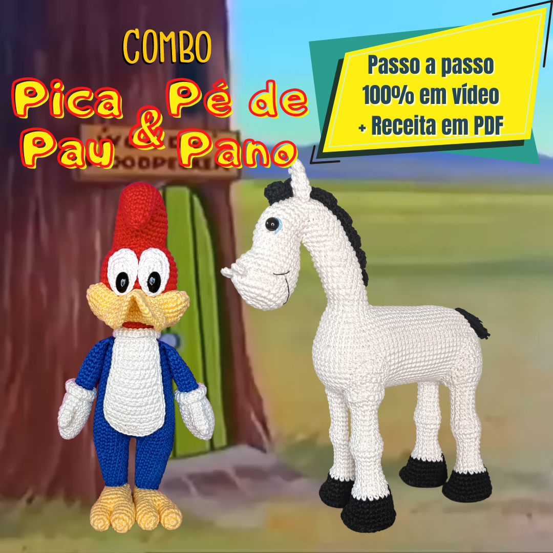 Pica-pau + Pé de Pano em Amigurumi - Passo a passo - Amiclube - Por...