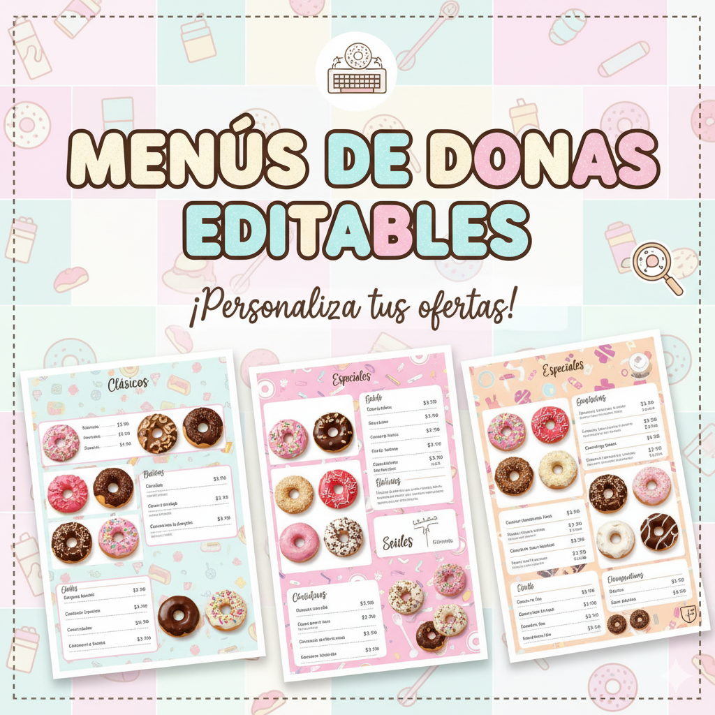 Menús de Donas Editables - Waléria Monteiro | Hotmart