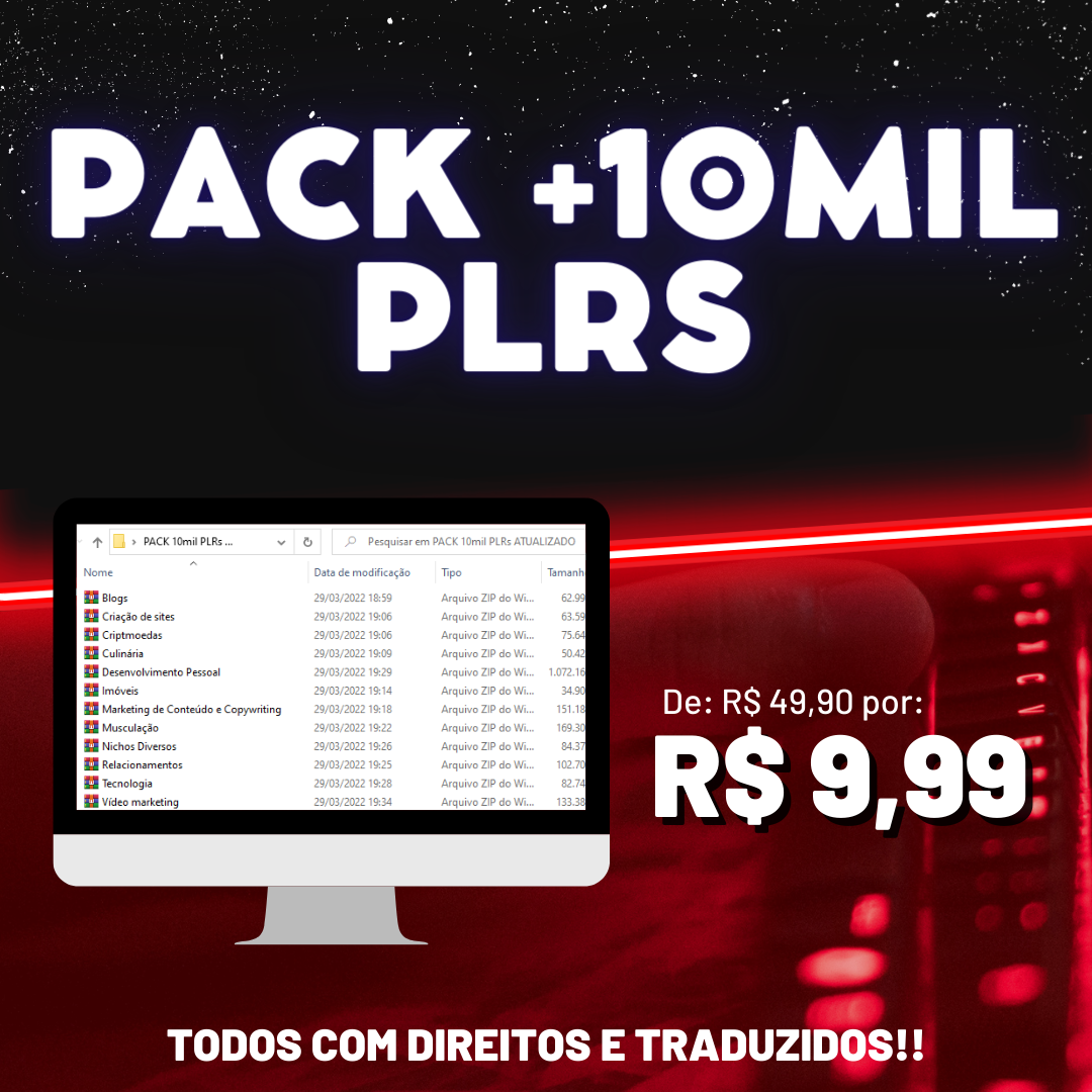 Pack +10mil PLR's. (+2GB COMPACTADO)