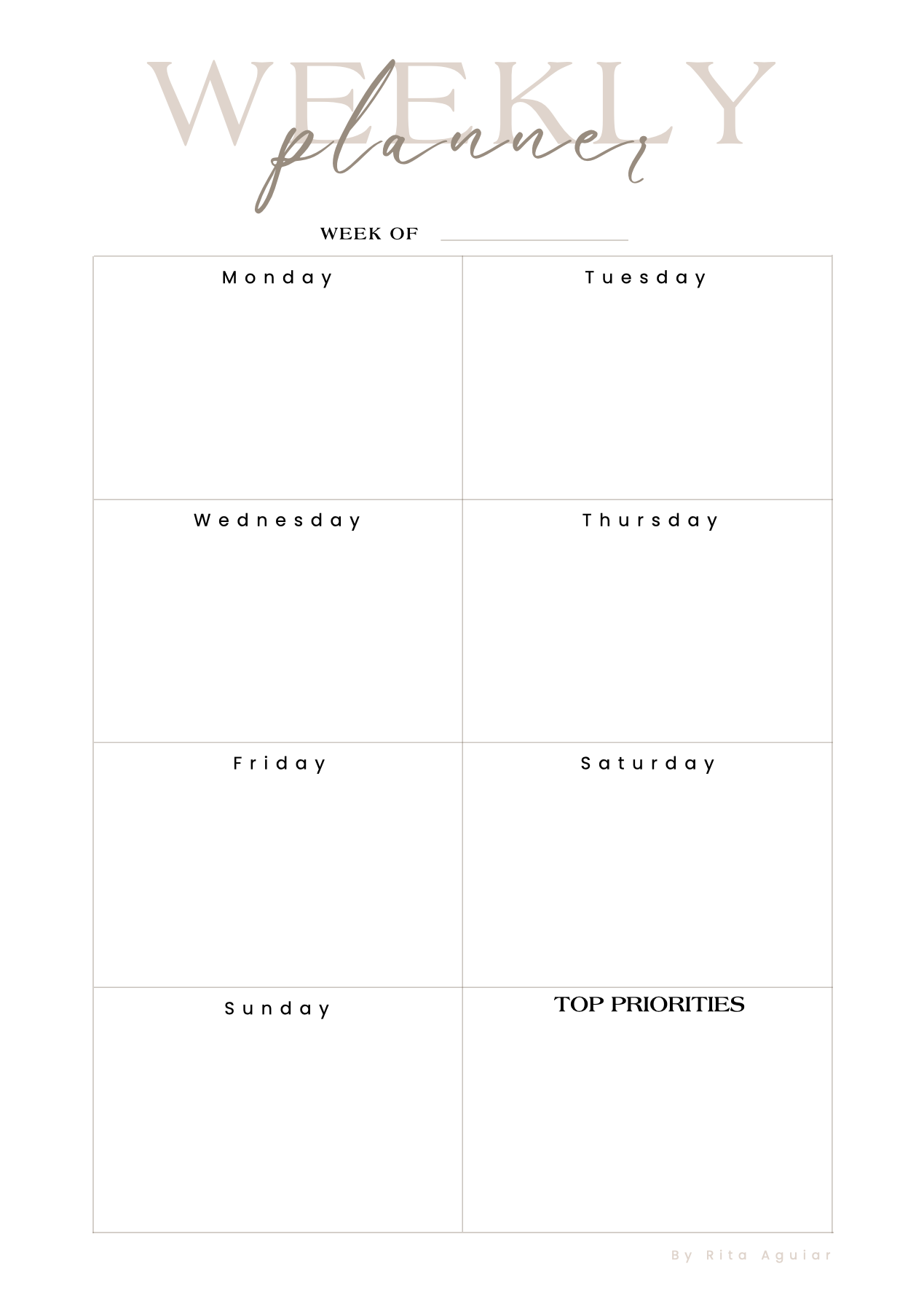 Weekly Reset Planner