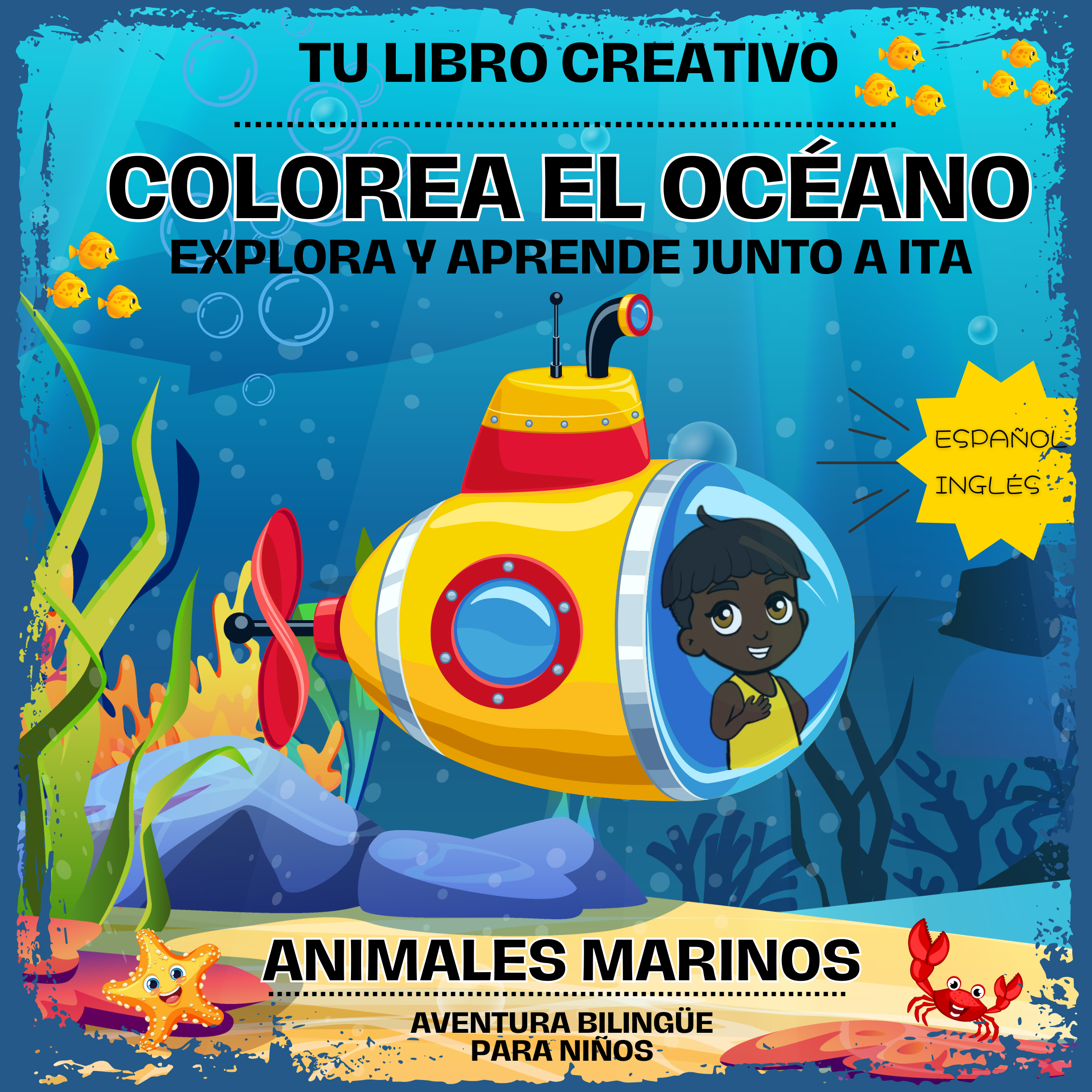 Ebook para colorear, dibujar y aprender. "Colorea el Océano: Aventu...
