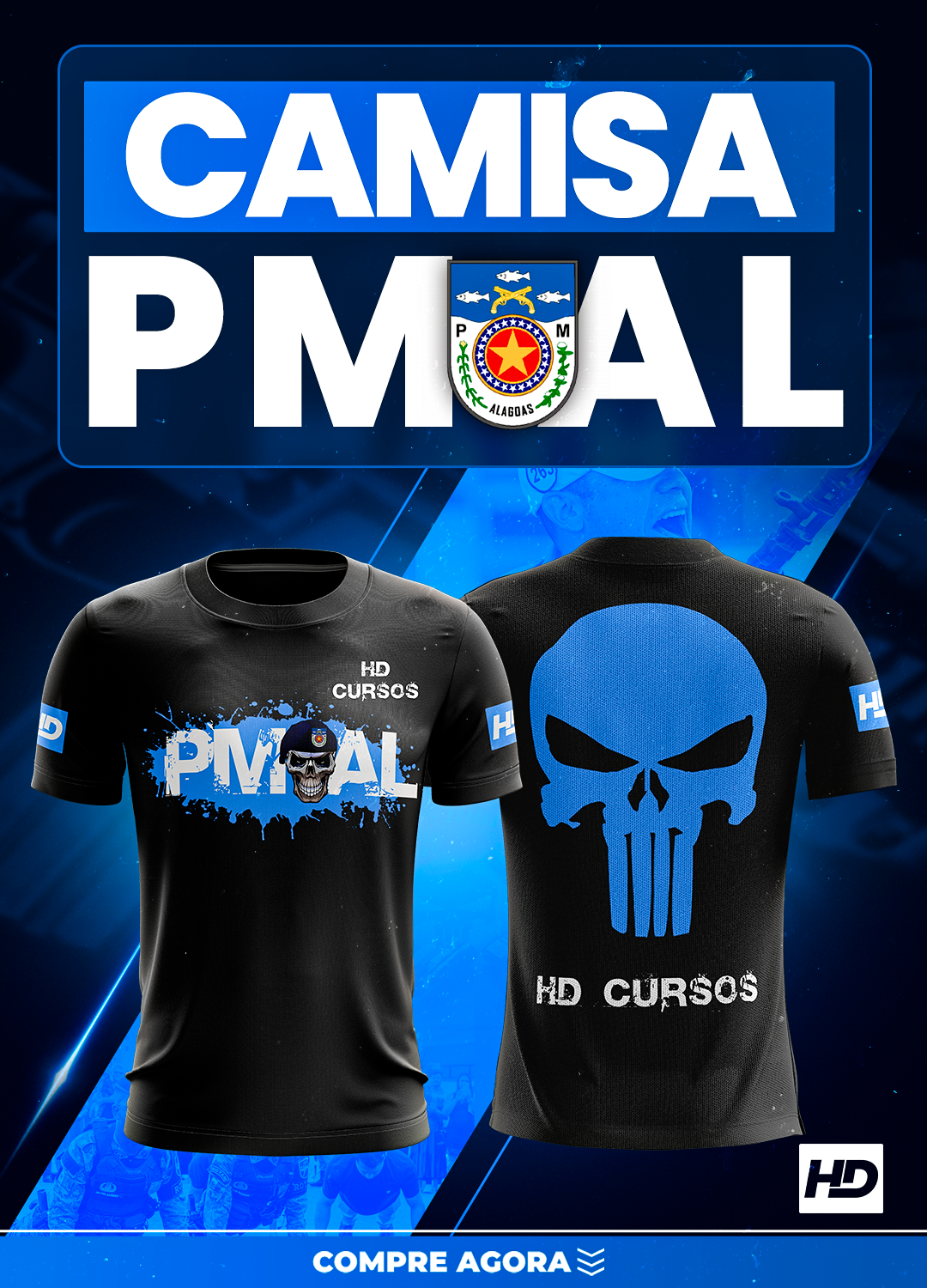 CAMISA PMAL - HD CURSOS (Tamanho P, M, G)
