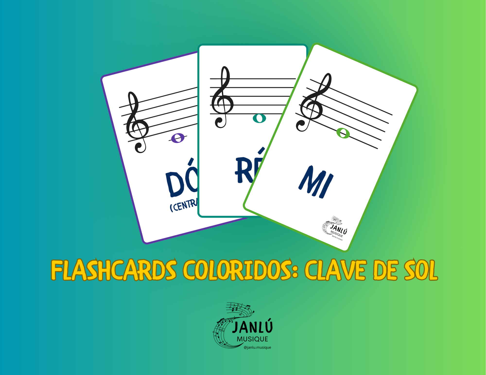 Flashcards Coloridos de Notas Musicais – Clave de Sol - Janaina Ma...