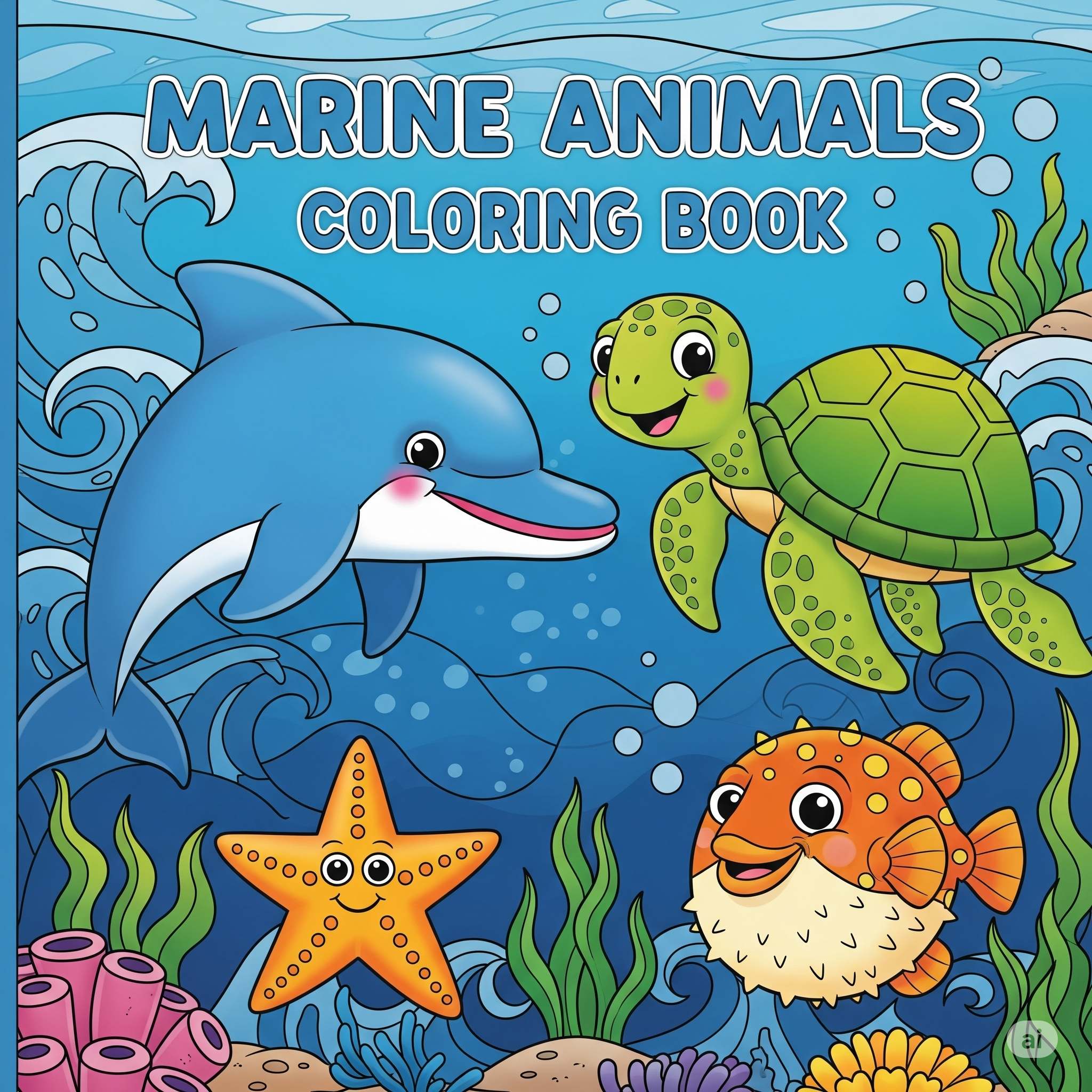 Marine Animals Coloring Book for Kids