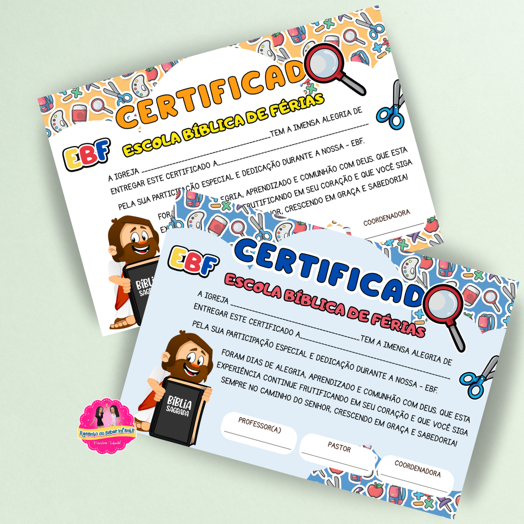 Certificado - Férias com Jesus - EBF / RECANTO DO SABER INFANTIL