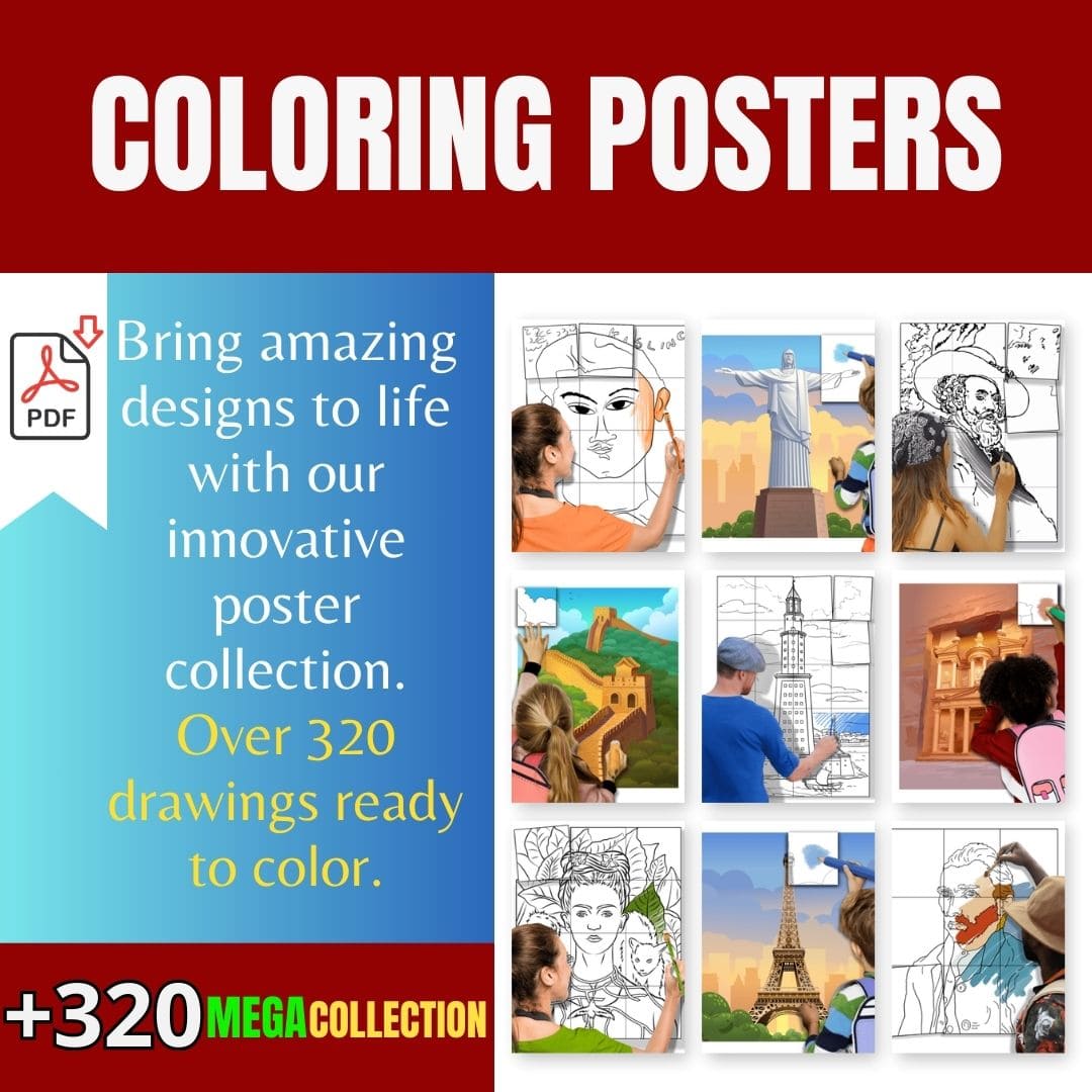 PREMIUM PACKAGE WITH 320 COLORING POSTERS IN PRINTABLE PDF💥