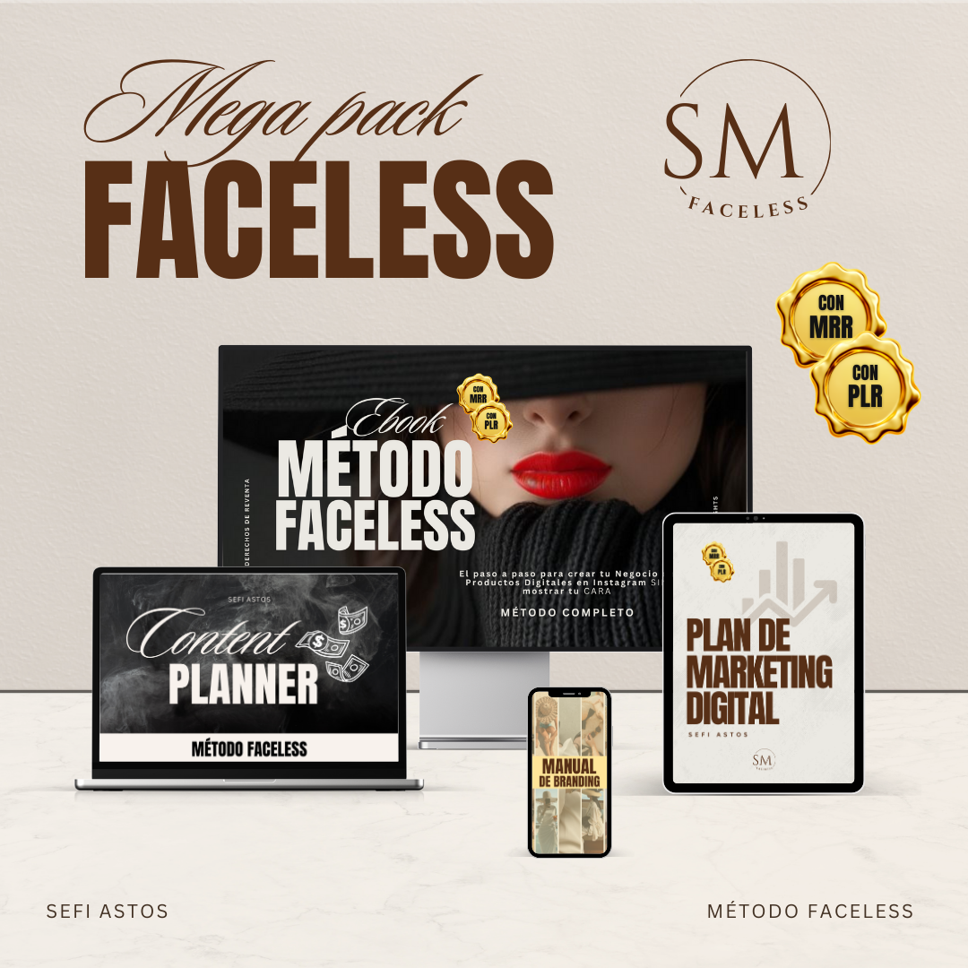 MEGA PACK FACELESS. CREA Y MONETIZA TU NEGOCIO DIGITAL HOY MISMO