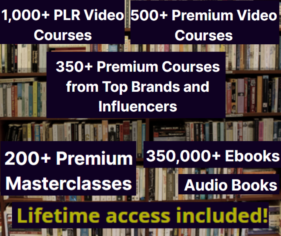 Vast collection of 2,000+ video courses, PLR (Private Label Rights) video courses and thousands ...