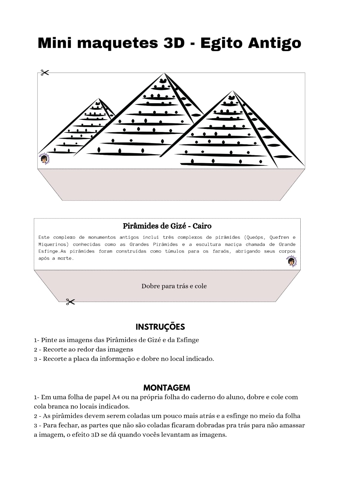 Mini maquete 3D - Pirâmides do Egito e esfinge - DEBORA EVELIN SANT...