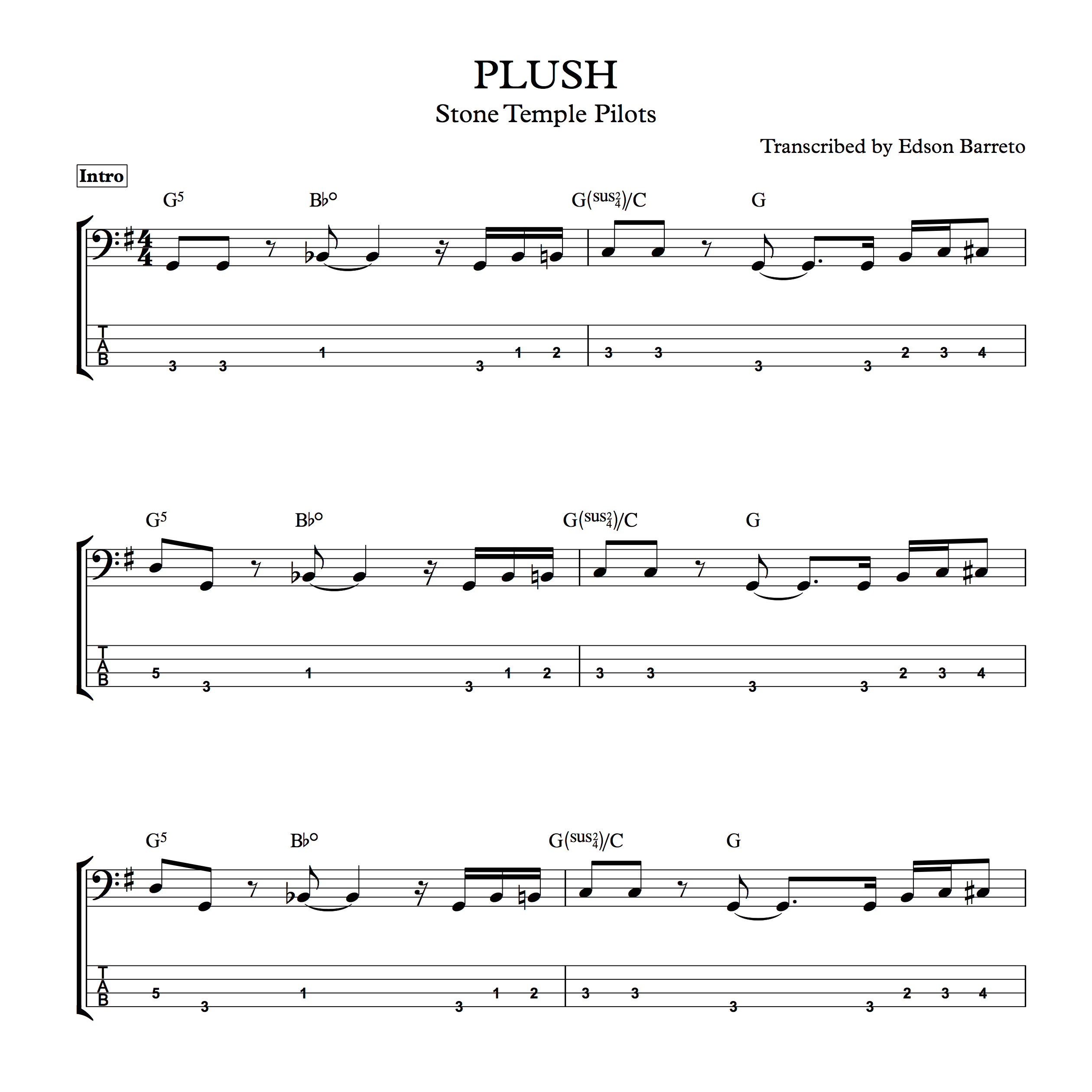 PLUSH (Stone Temple Pilots) Bass Score & Tab Lesson - Edson Ren...