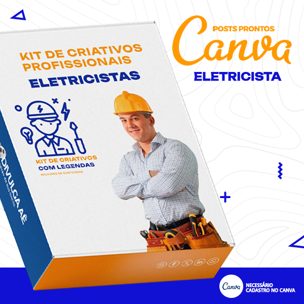 Kit de Social Media – Posts Prontos para Eletricista no Canva com L...