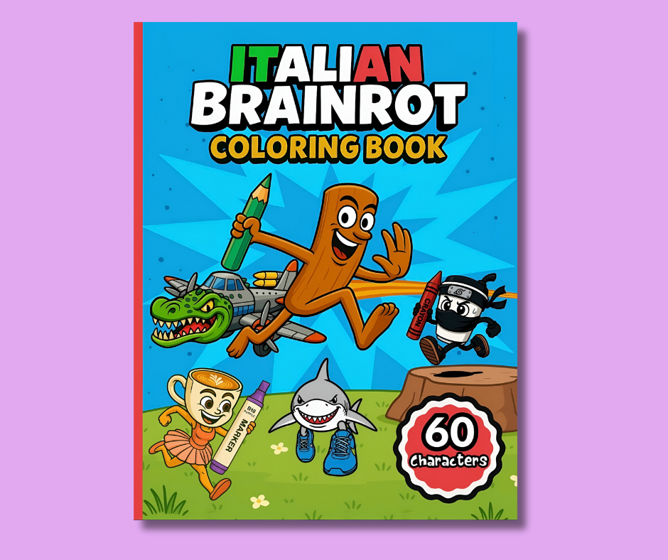 Italian Brainrot Printable Coloring Book (60 Characters) Instant do...