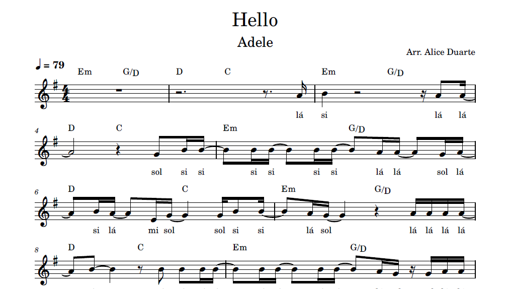 Hello (Adele) - Partitura Facilitada com Playback - Alice Duarte To...