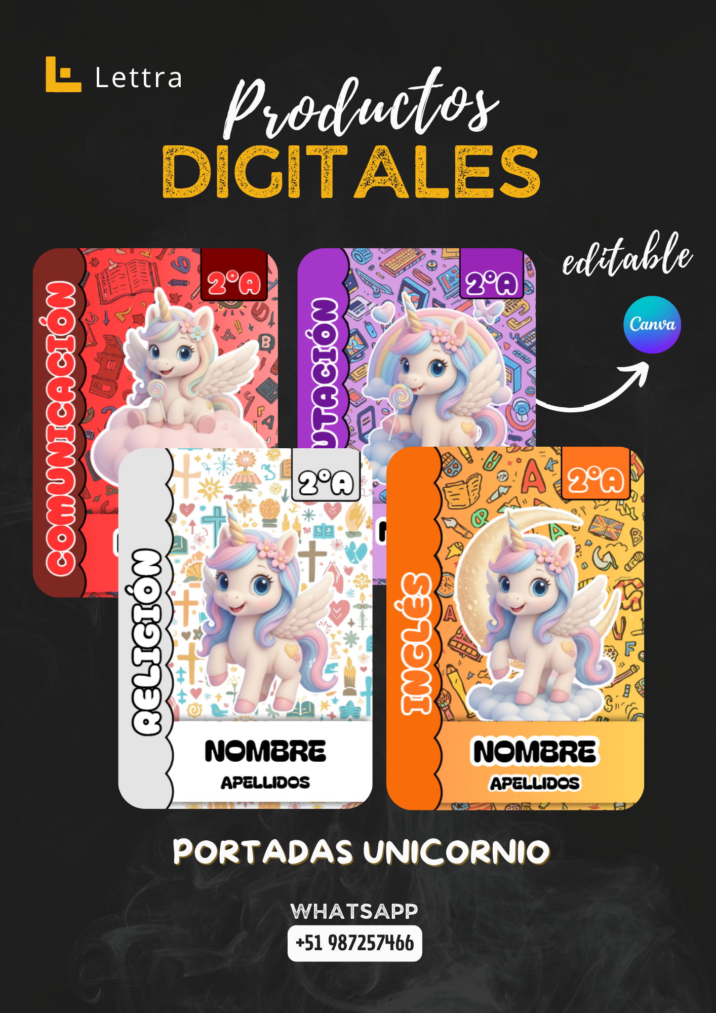PORTADAS DE CUADERNOS A4 - UNICORNIO - Lettra | Hotmart