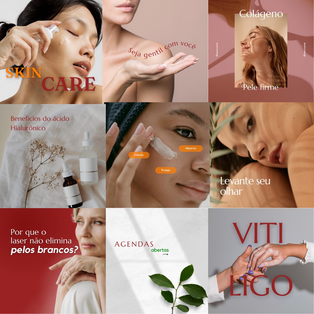 Pack Redes Sociais editável - Dermatologista - Beatriz Velasco Mane...
