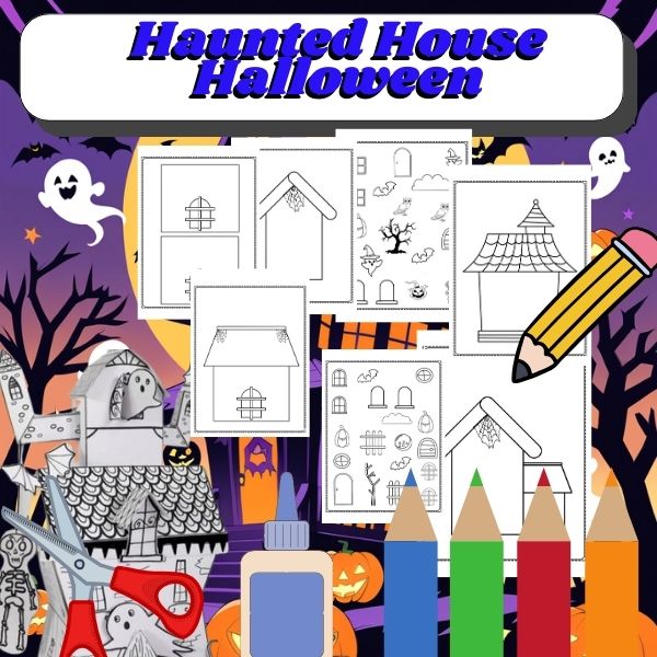 build a haunted house craft | coloring page | Halloween writing - a...