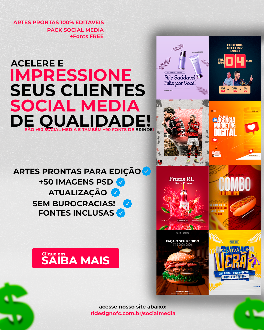PACK SOCIAL MEDIA - ARTES PRONTAS - RL Design | Hotmart