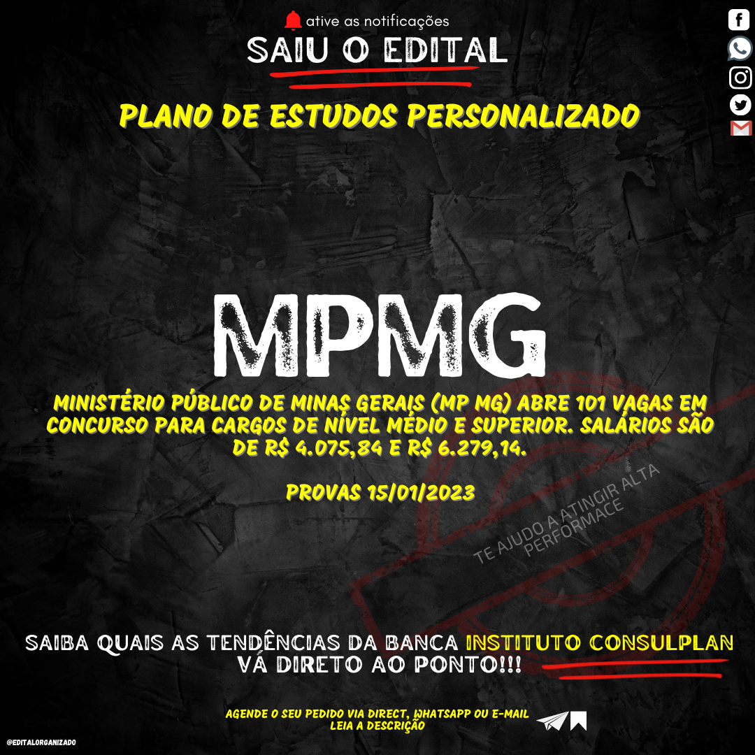 PLANO DE ESTUDOS MPMG 2022 - OFICIAL (NÍVEL MÉDIO) - Edital organiz...