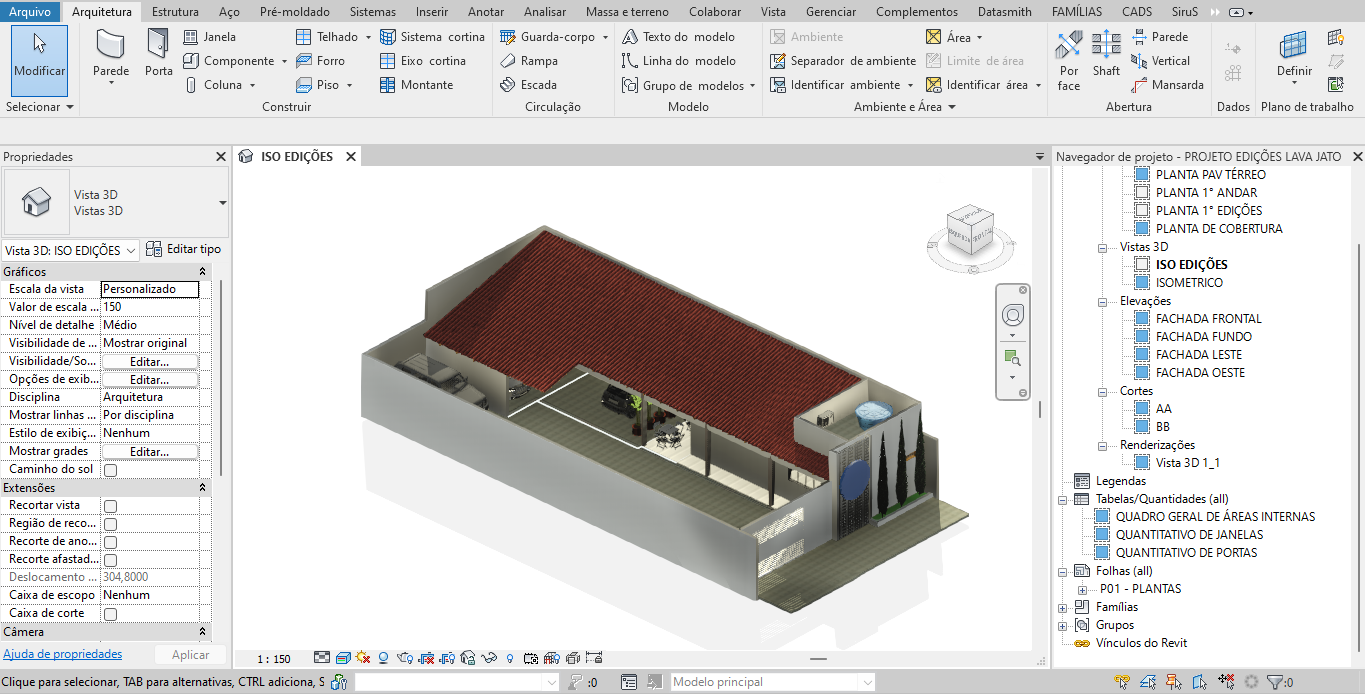 PROJETO ARQUITETONICO LAVA JATO 146 m² EDITÁVEL REVIT - Elielço Vel...