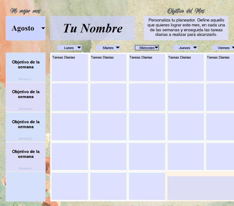 LIAMTUES - Planeador Mensual Personalizable Sencillo - Lilliam Atue...