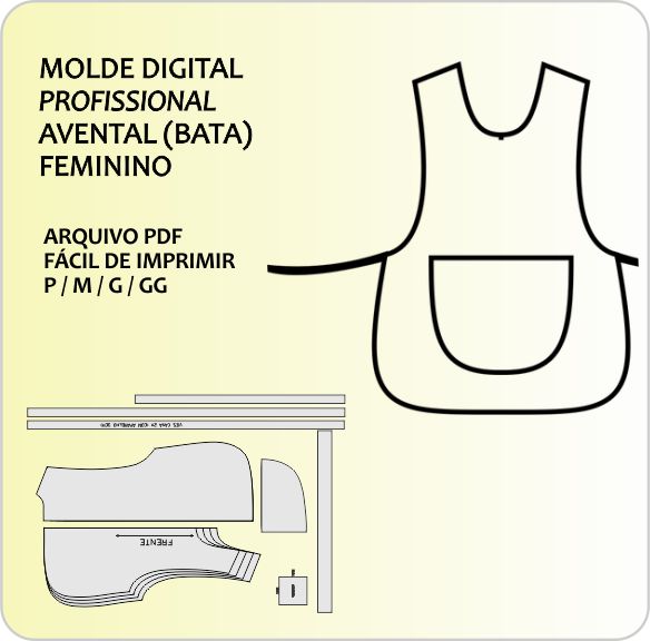 MOLDE DIGITAL PDF AVENTAL FEMININO - modelagensdoporto | Hotmart