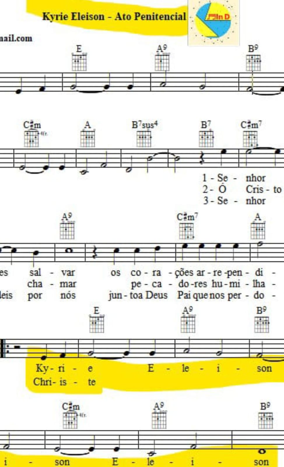 Kyrie Eleison - Ato Penitencial (partitura - cifra - letra) - Kaind...