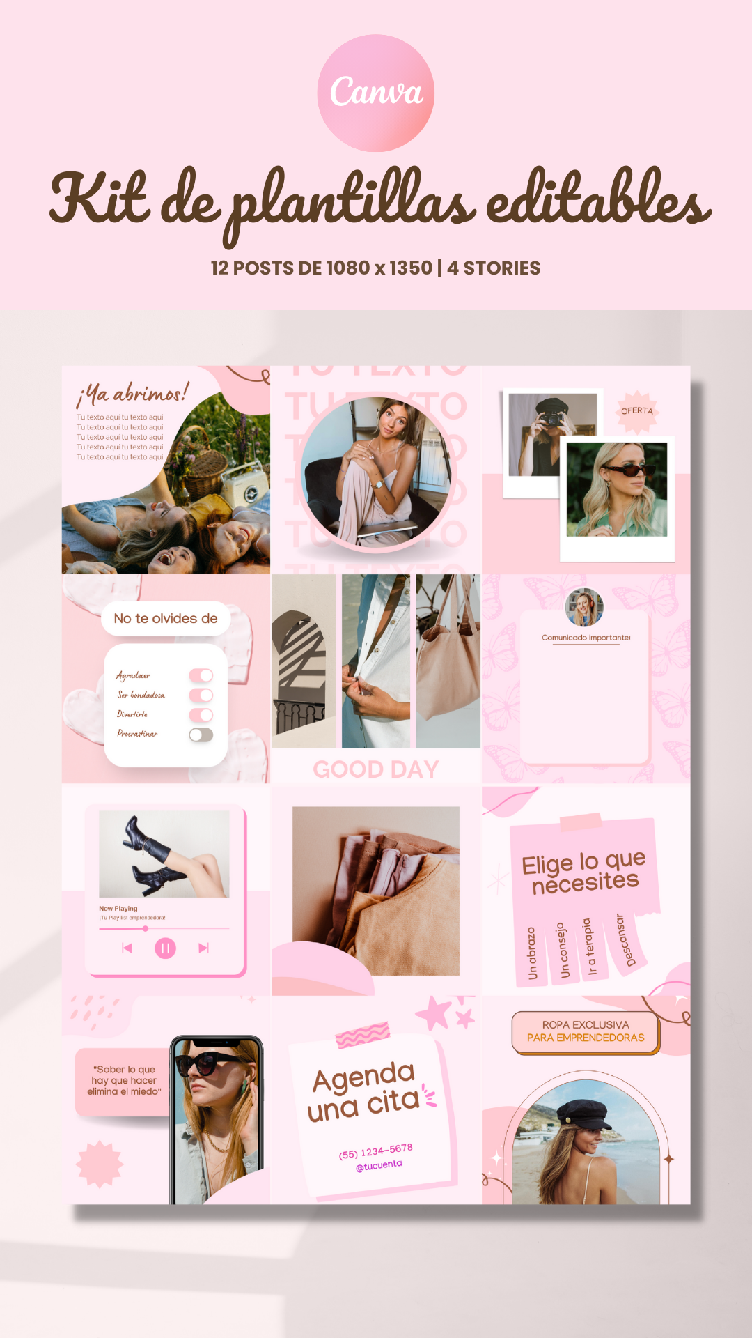 Plantillas editables de Canva Pink emprendedoras - By Marianco | Ho...