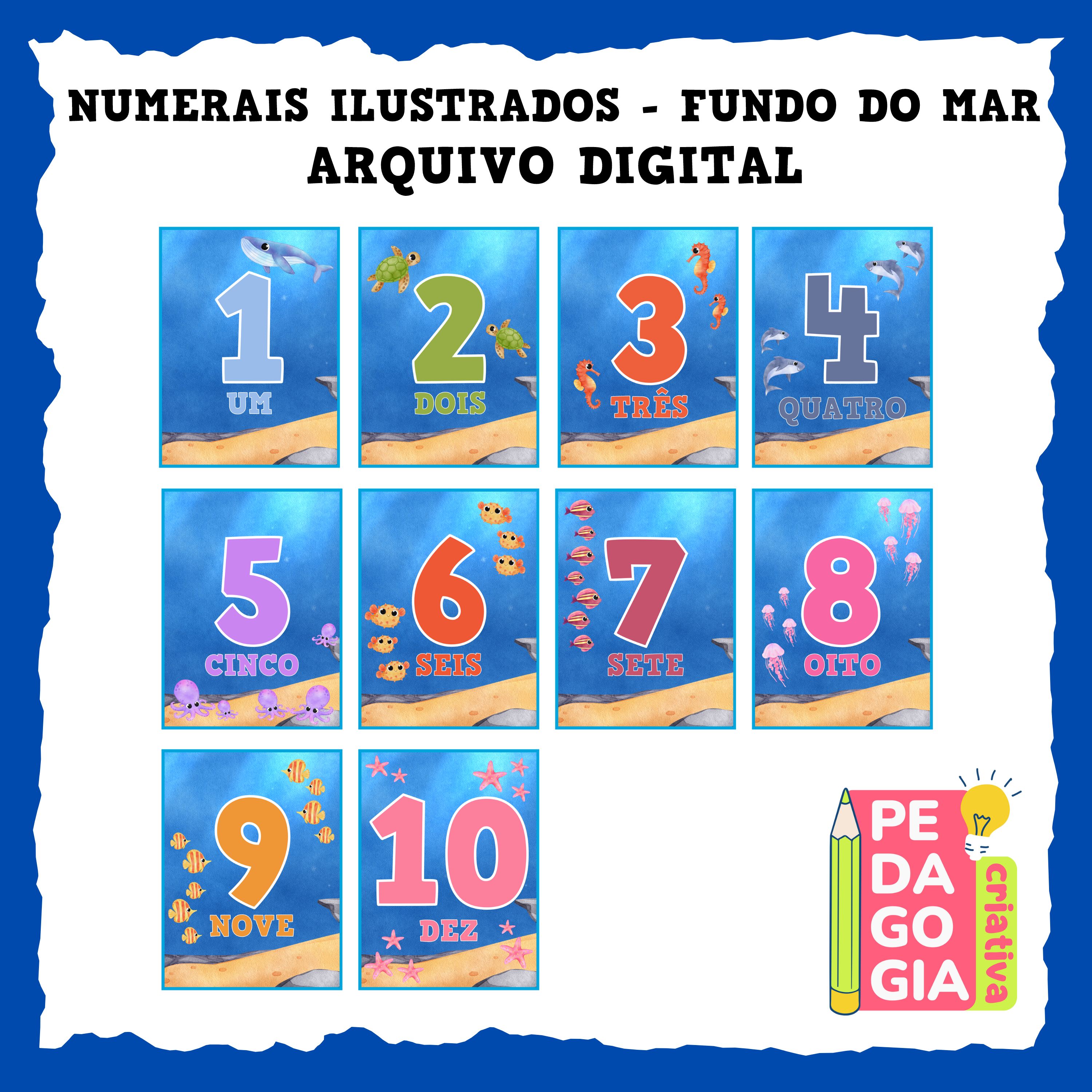 NUMERAIS ILUSTRADOS - tema Fundo do Mar - Pedagogia Criativa | Hotmart