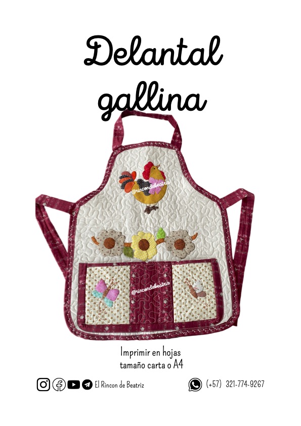 Delantal gallina Patchwork - Dora Beatriz Garcia Valencia | Hotmart