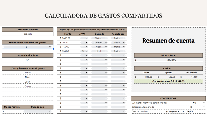 Calculadora de facturas compartidas - Marie Carlene Laura Gabriel ...
