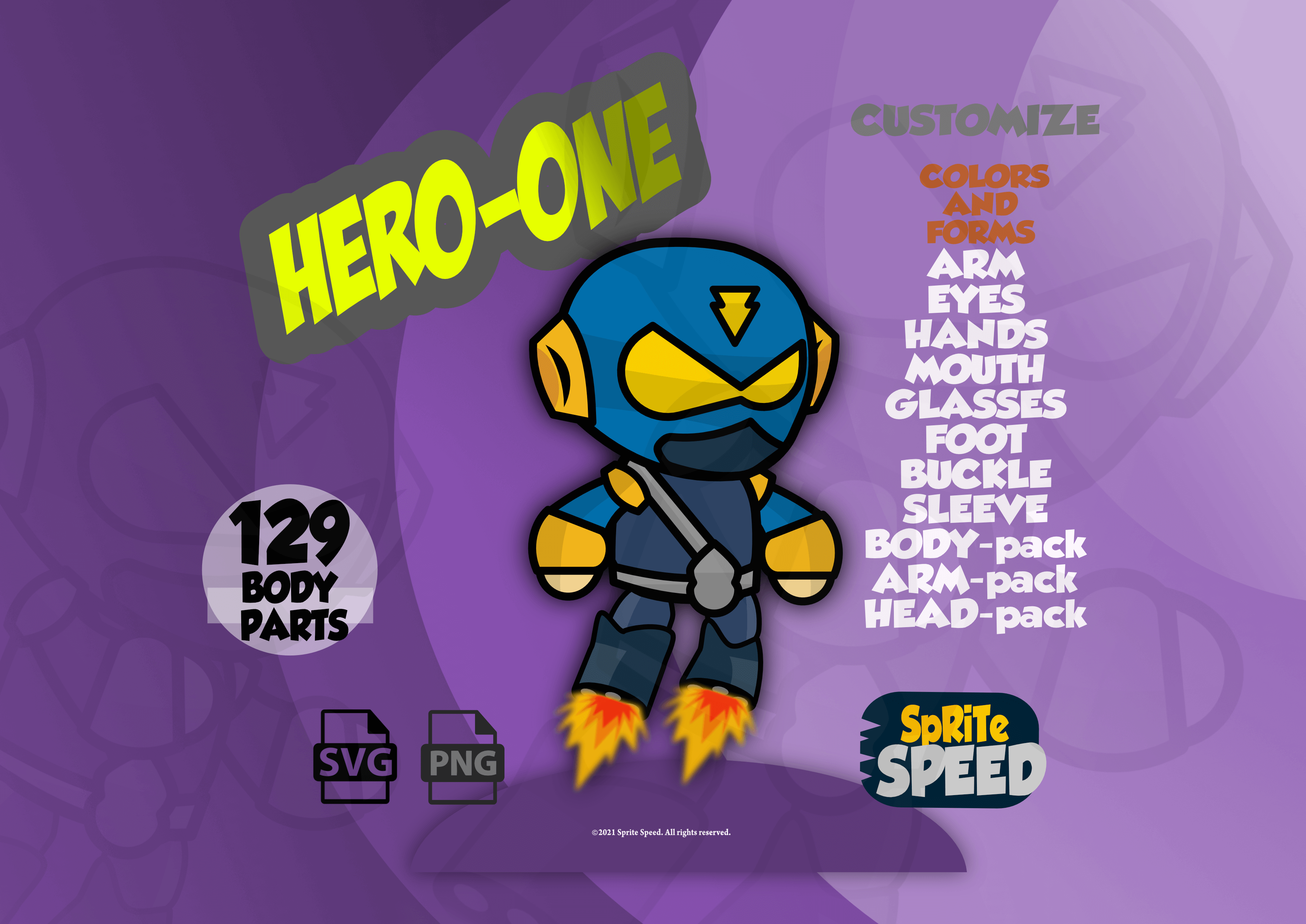 Pacote de criação de arte para games 2d HERO-ONE