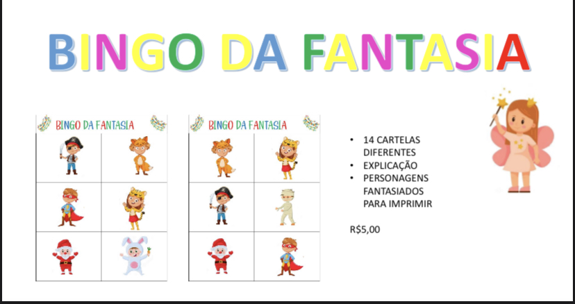 Atividade pedagógica de Carnaval - Bingo