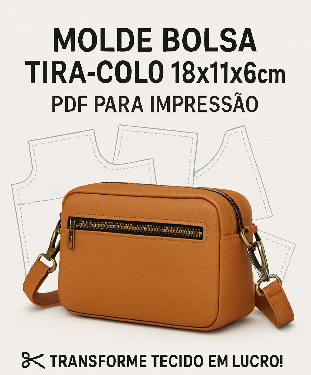Molde Bolsa Tira-Colo 18x11x6cm – PDF para Impressão – Ideal para A...
