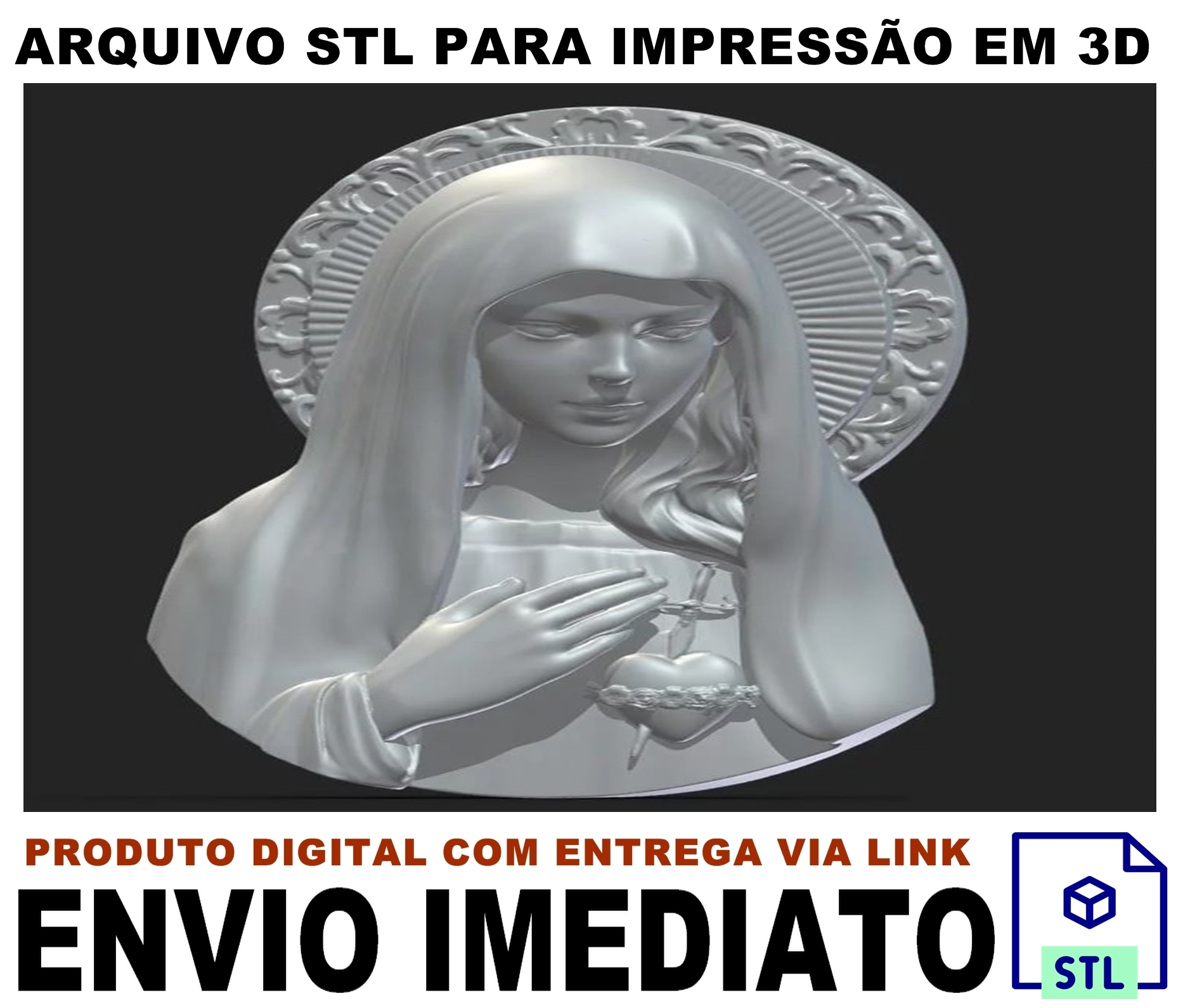 STL Para Impressão 3D - Virgem Maria - RGB hotmart | Hotmart