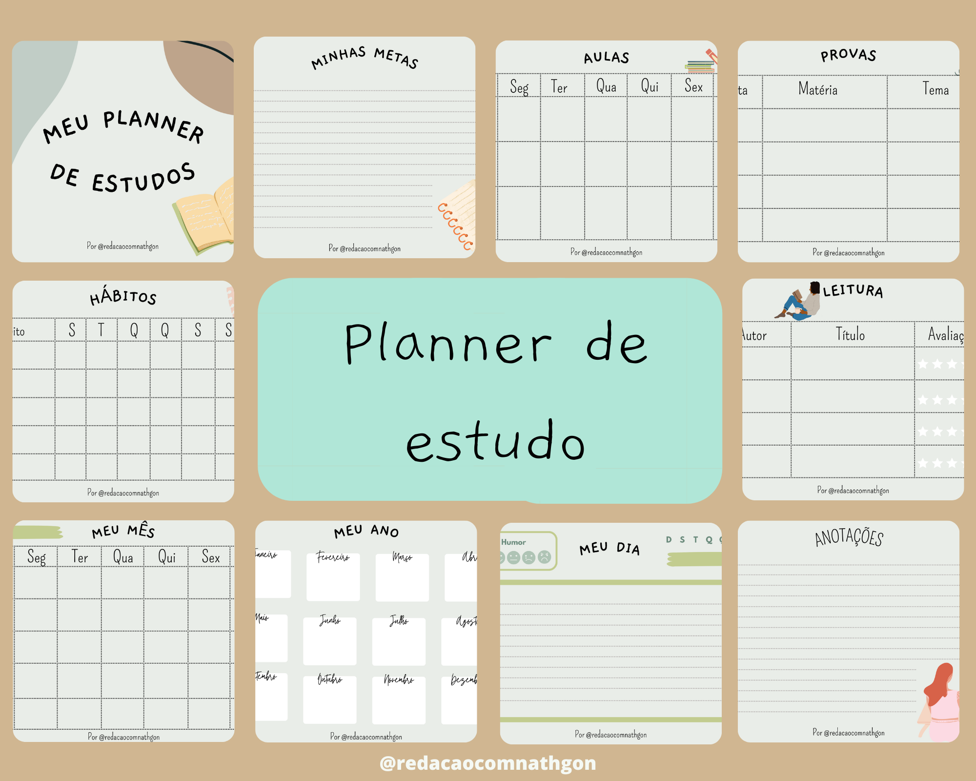 Planner de estudos - Nathália Aparecida Gonçalves Chagas Vicente