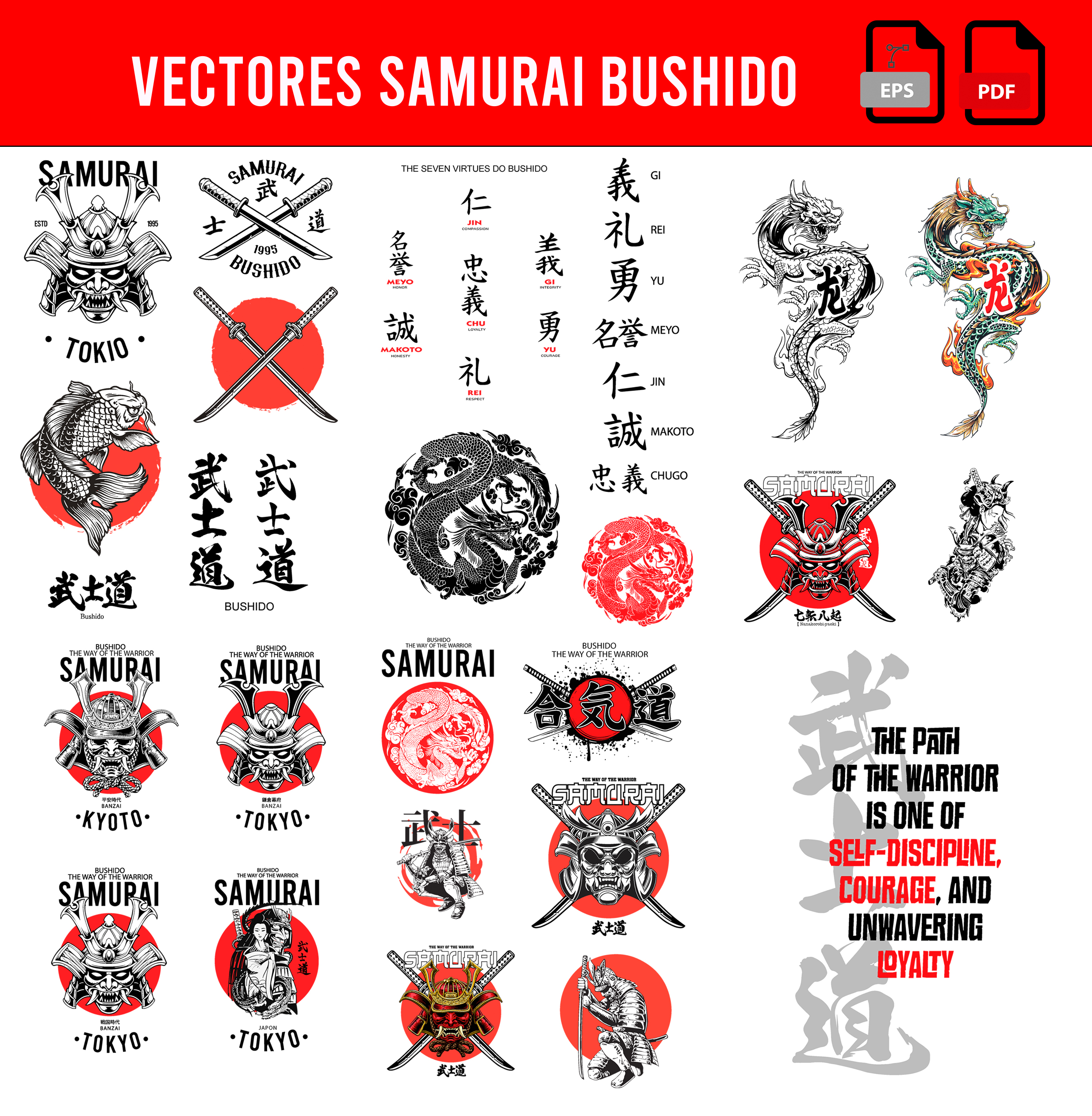 Pack BUSHIDO SAMURAI Vector x25 - Cesar BENEGAS | Hotmart