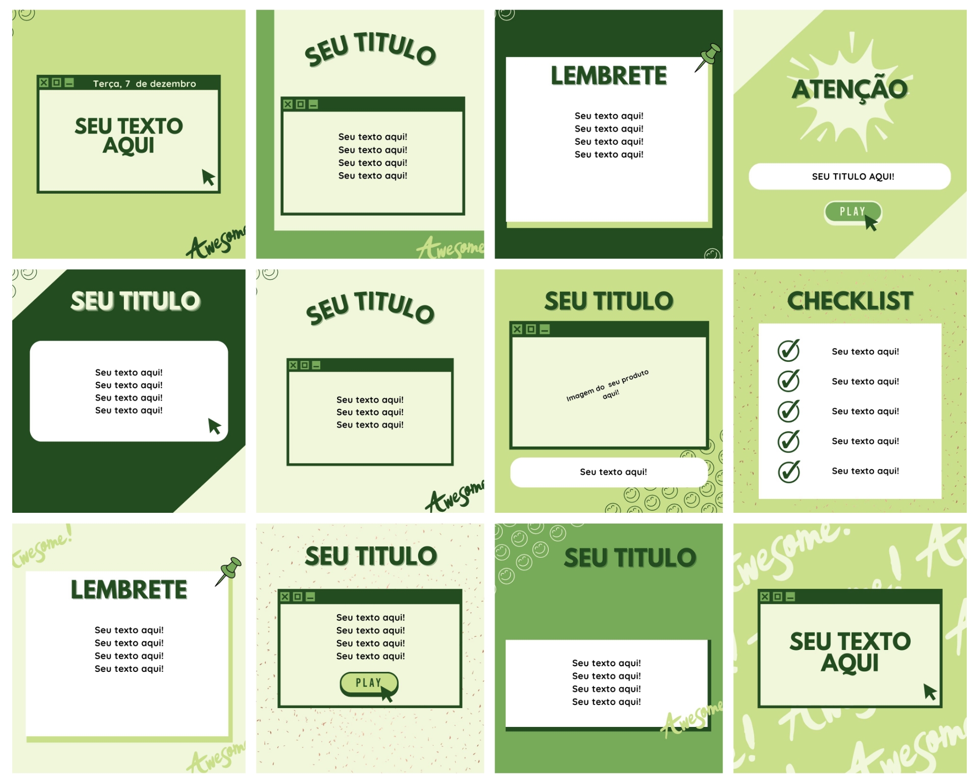 Pack de 12 posts para Instagram/GREEN POWER - Ariadne Araujo Farias...