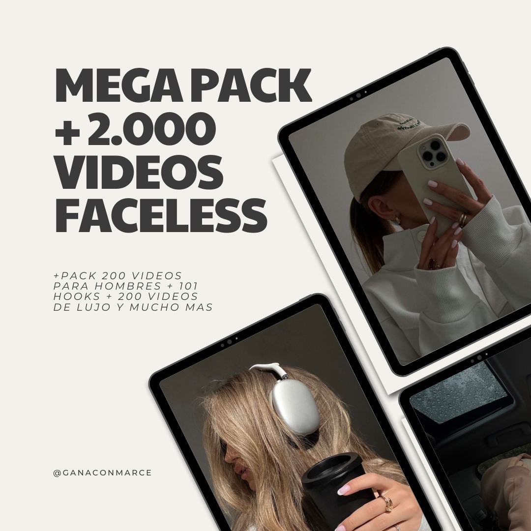 Mega Pack + 2.000 videos Faceless Premium con MRR + 200 videos face...